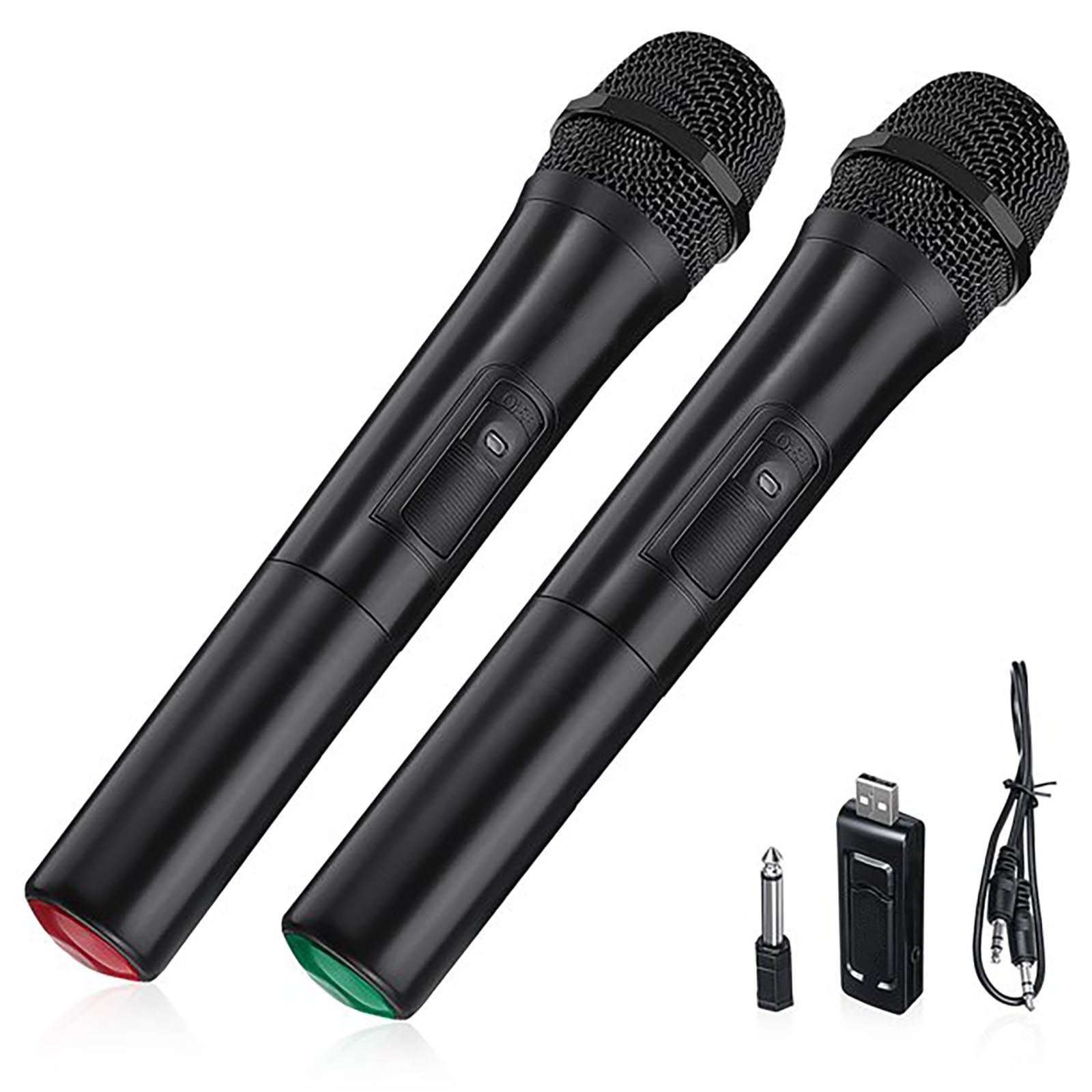 2 Pack USB UHF Wireless Microphone System Kit With Receiver For Karaoke ...