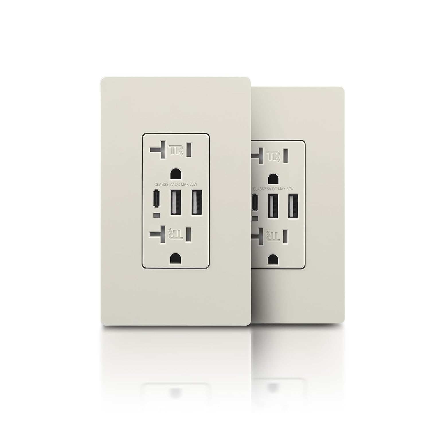 2 Pack USB Wall Socket, Power Outlets with 3 USB Ports, 30W 6.0A USB C ...