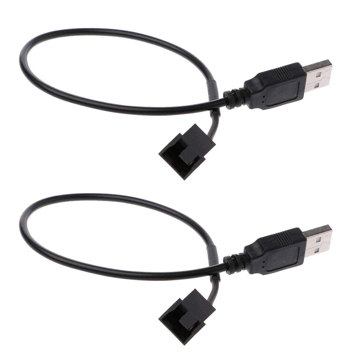 2 Pack USB to 3-Pin / 4-Pin PWM 5V Sleeved Fan Power Adapter Cable, USB ...