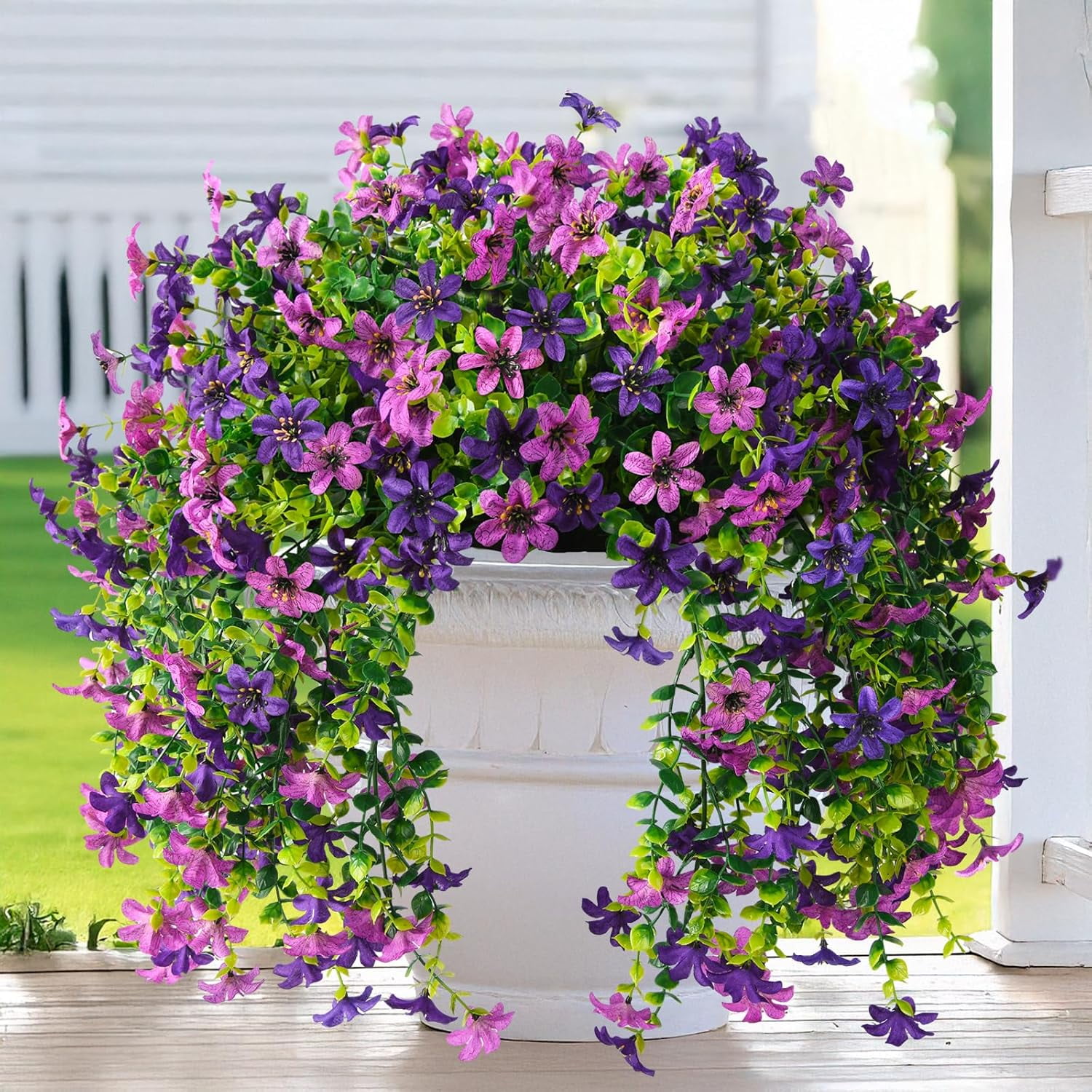 2-Pack UV-Resistant Hanging Daisy Planters – Realistic Purple Silk ...