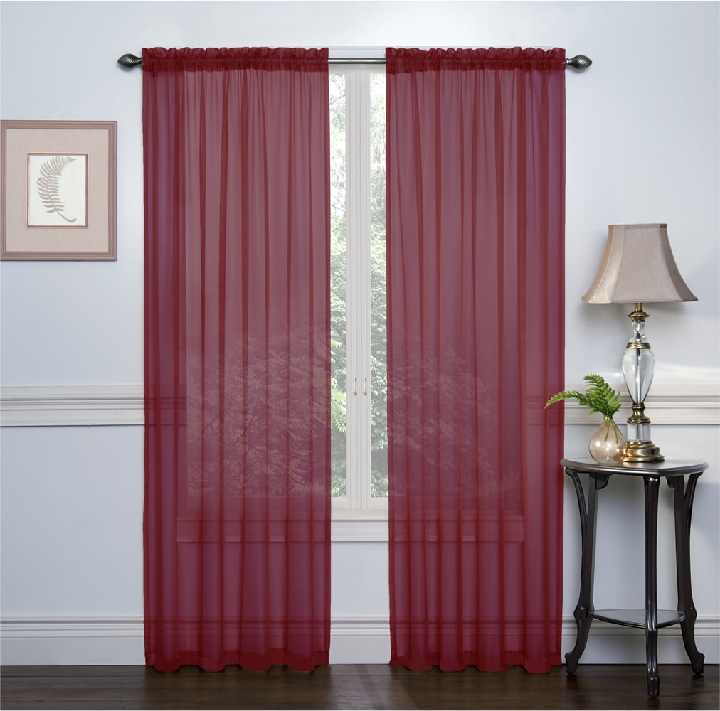 GoodGram® Luxurious High Thread Sheer Voile Curtains, 2 Pack, Burgundy ...