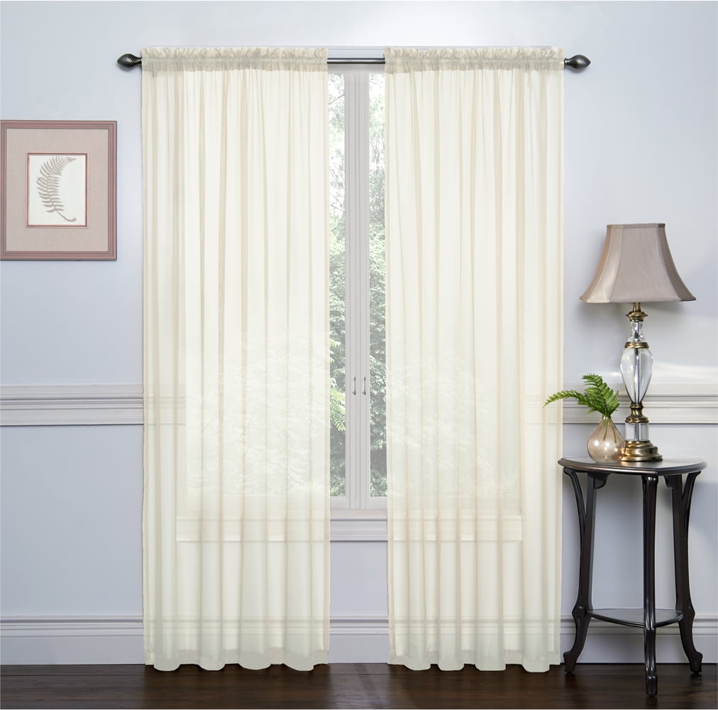 2 Pack: Ultra Luxurious High Thread Rod Pocket Sheer Voile Window ...
