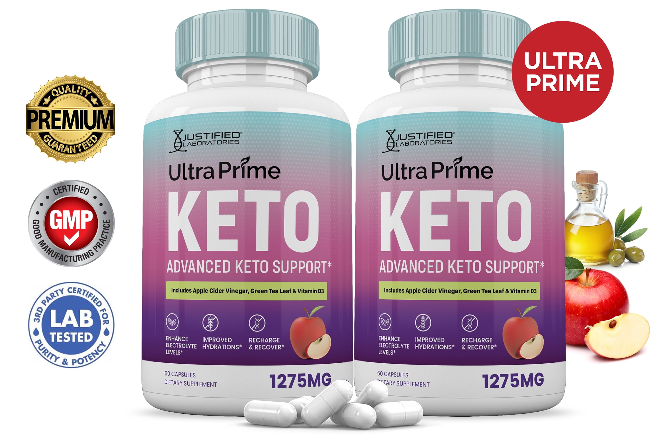 (2 Pack) Ultra Prime Keto ACV Pills 1275mg Alternative to Gummies ...