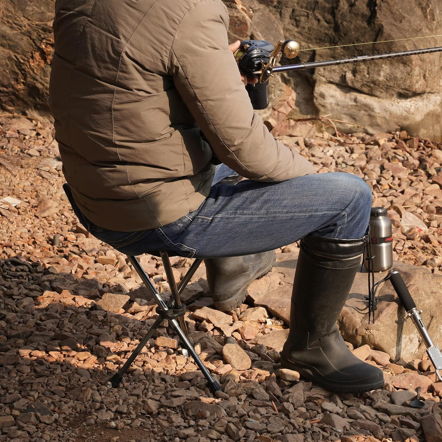2 Pack Ultralight Camping stools with Retractable Legs, Portable 3 ...