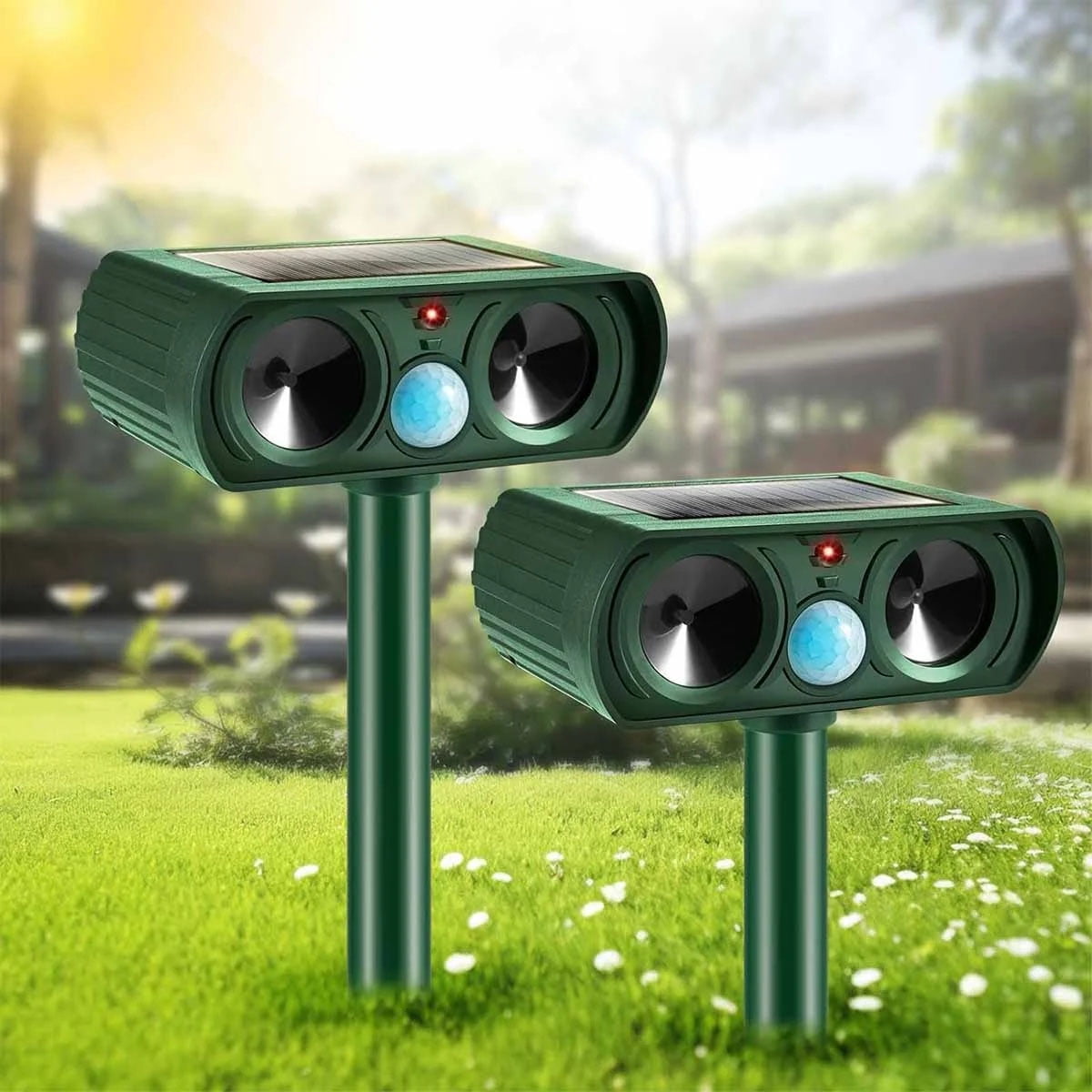2 Pack Ultrasonic Animal Repellent Outdoor - Solar Powered with Motion ...