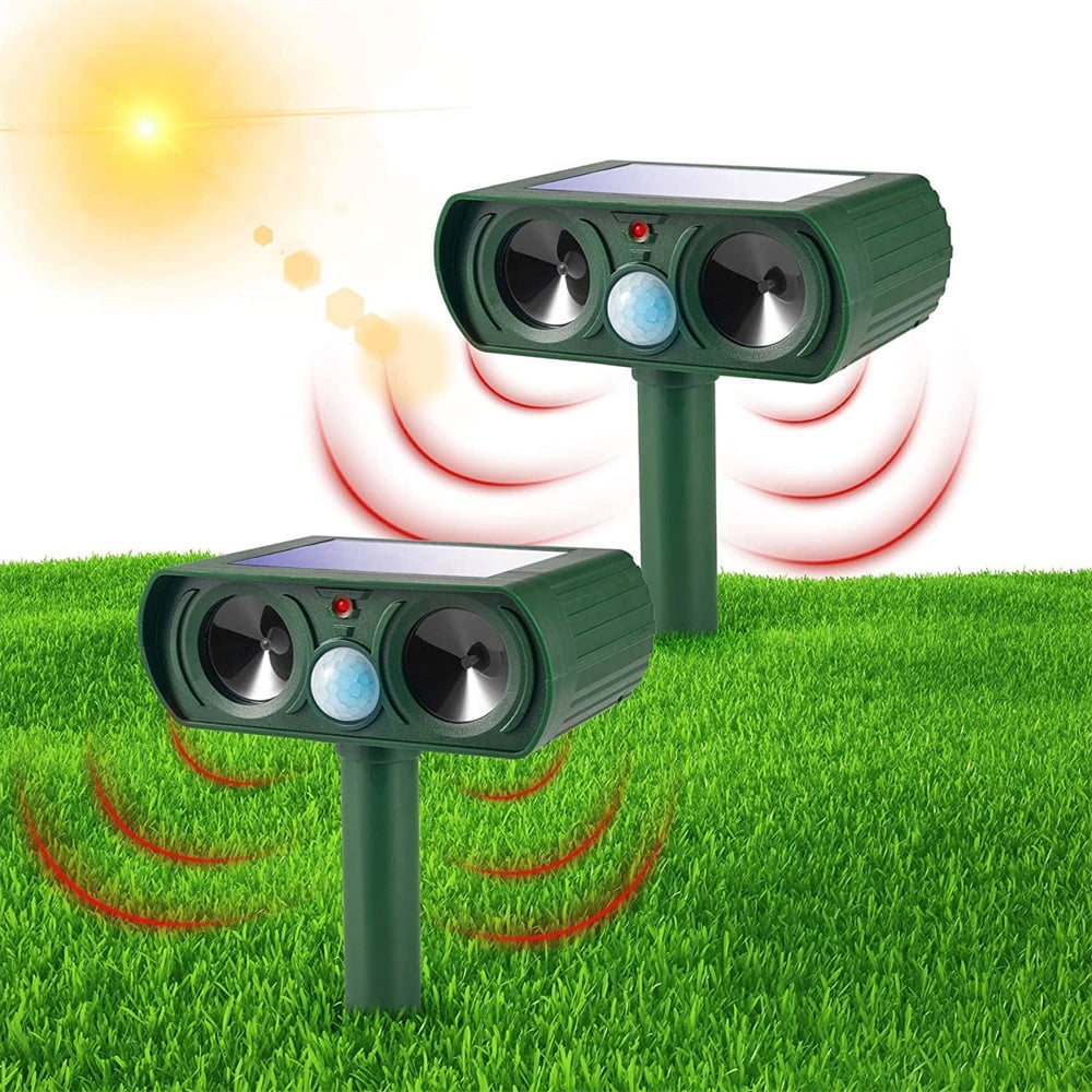 2-Pack Solar Ultrasonic Animal Repellents - Waterproof, Motion-Sensor ...