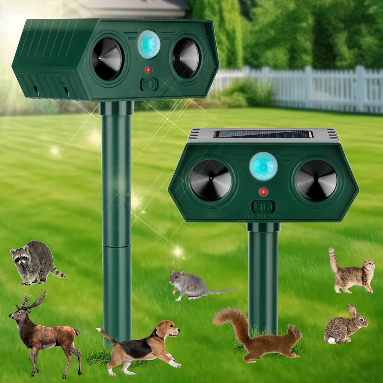 2 Pack Ultrasonic Solar Cat Squirrel Deer Repellent Devices - Walmart.com