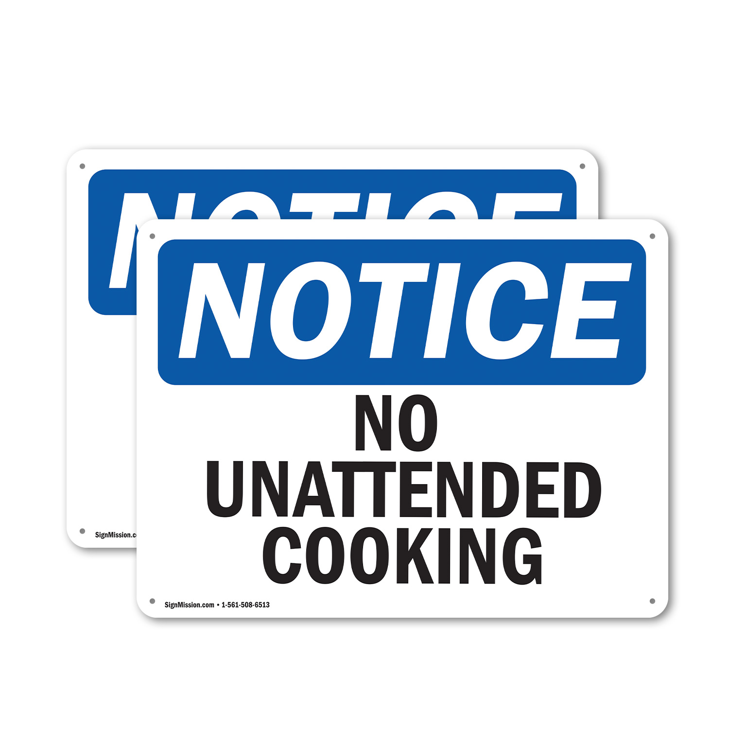 (2 Pack) No Unattended Cooking OSHA Notice Sign 14 Inch X 10 Inch ...