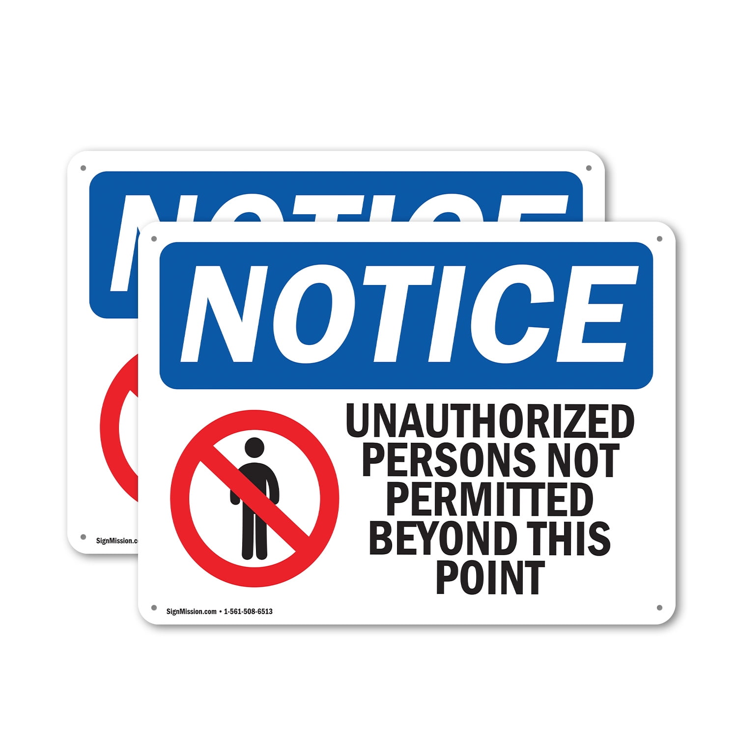 (2 Pack) Unauthorized Persons Not Permitted Beyond OSHA Notice Sign 24 ...