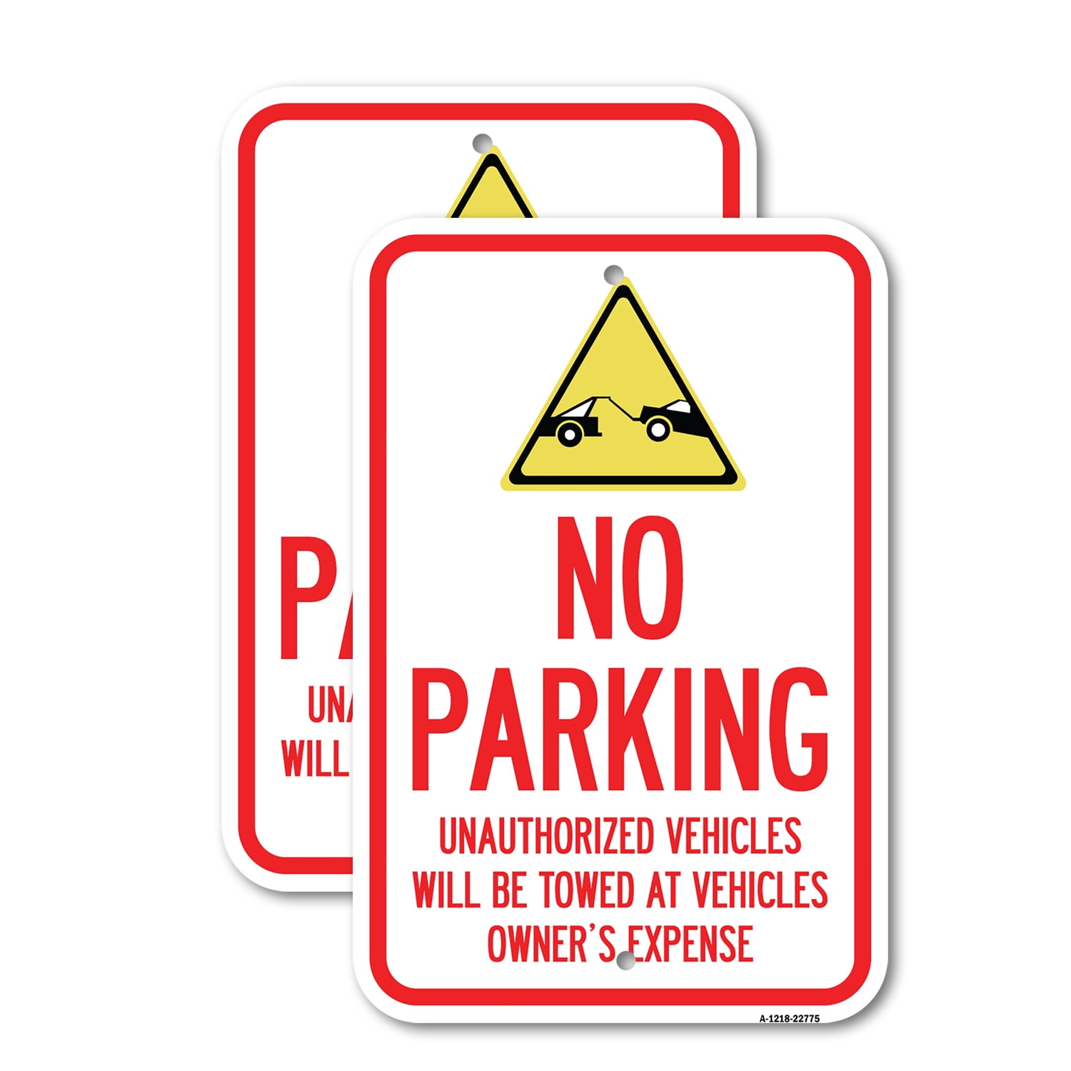 (2 Pack) Unauthorized Vehicles Towed at Owner Expense with Graphic | 18 ...