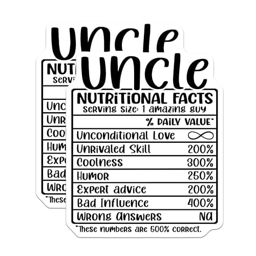 (2 Pack) Uncle Nutritional Facts Magnets - Funny Gift for Uncle - Super ...