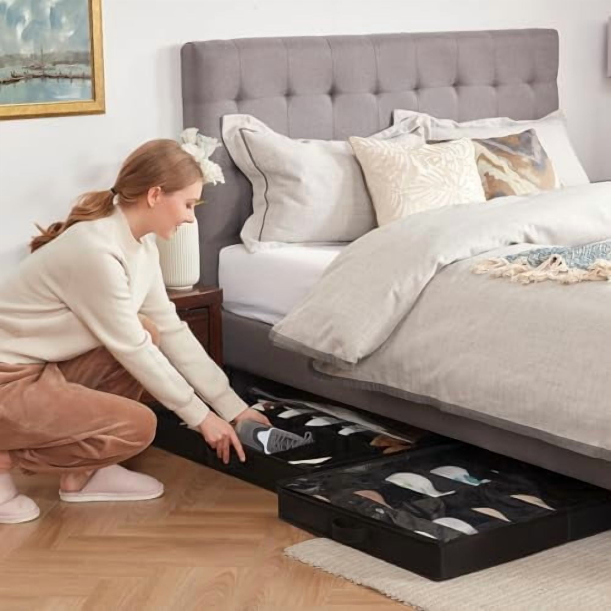 2-Pack Under Bed Shoe Storage – Holds 24 Pairs Total | Low-Profile 4.3 ...
