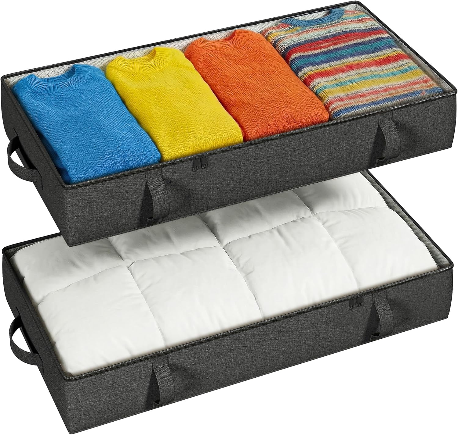 2-Pack Under Bed Storage, 6 Inches Tall Closet Organizers and Storage ...