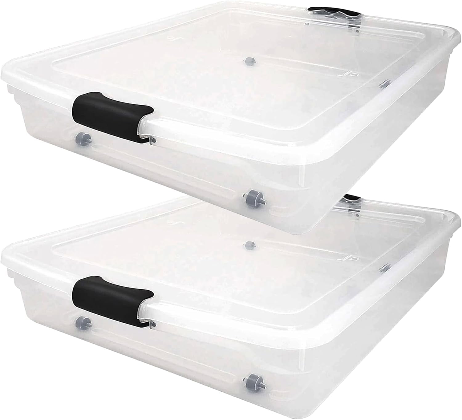 2-Pack Under Bed Storage, Clear Plastic Containers with Lids, 56 Quart ...