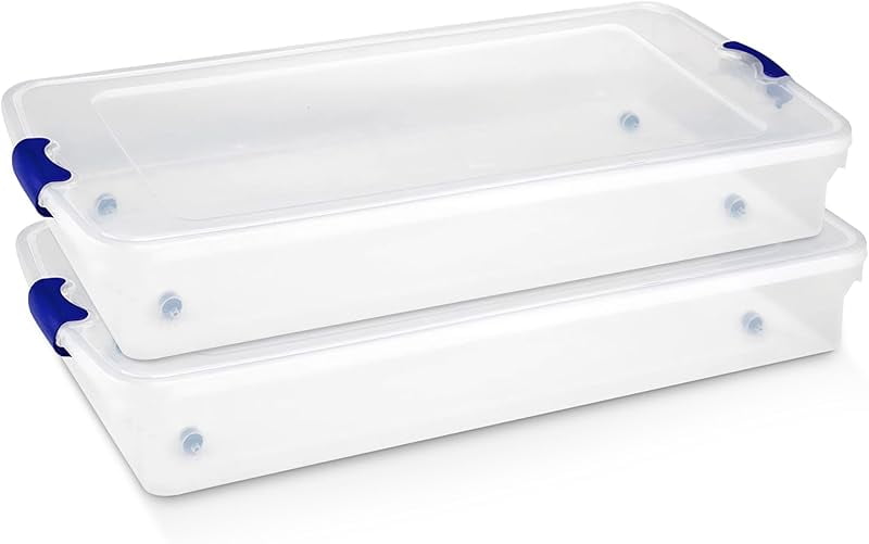 2-Pack Under Bed Storage, Clear Plastic Containers with Lids, 60 Quart ...