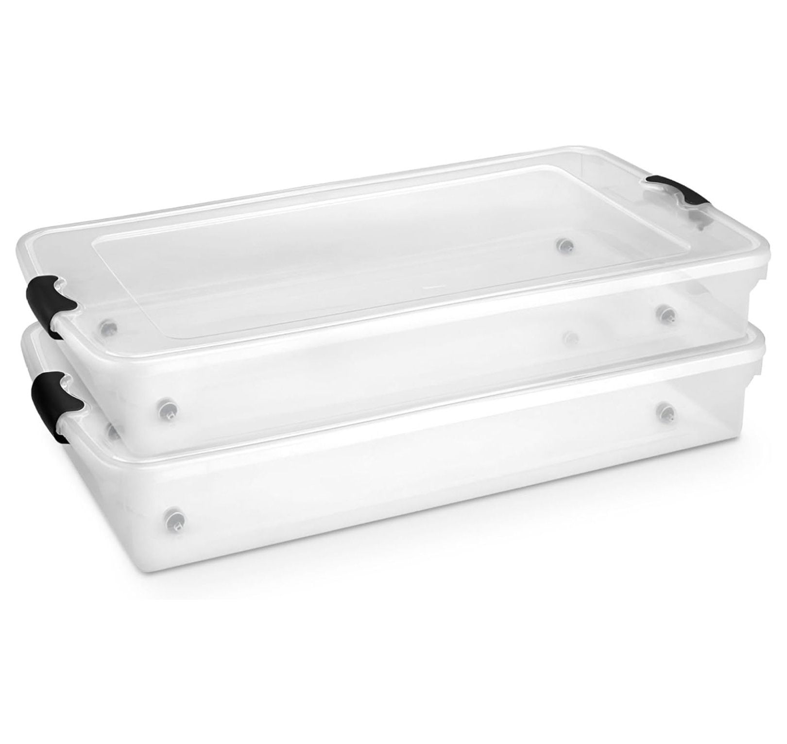 2-Pack Under Bed Storage, Clear Plastic Containers with Lids, 60 Quart ...