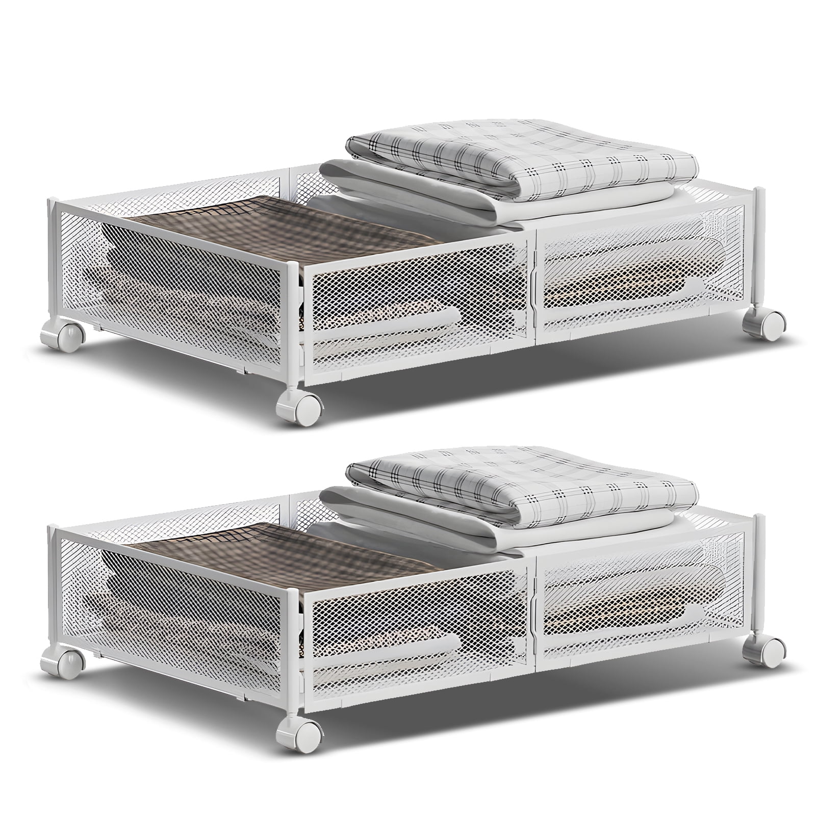 2 Pack Under Bed Storage Container with Wheels Multifunctional Home ...