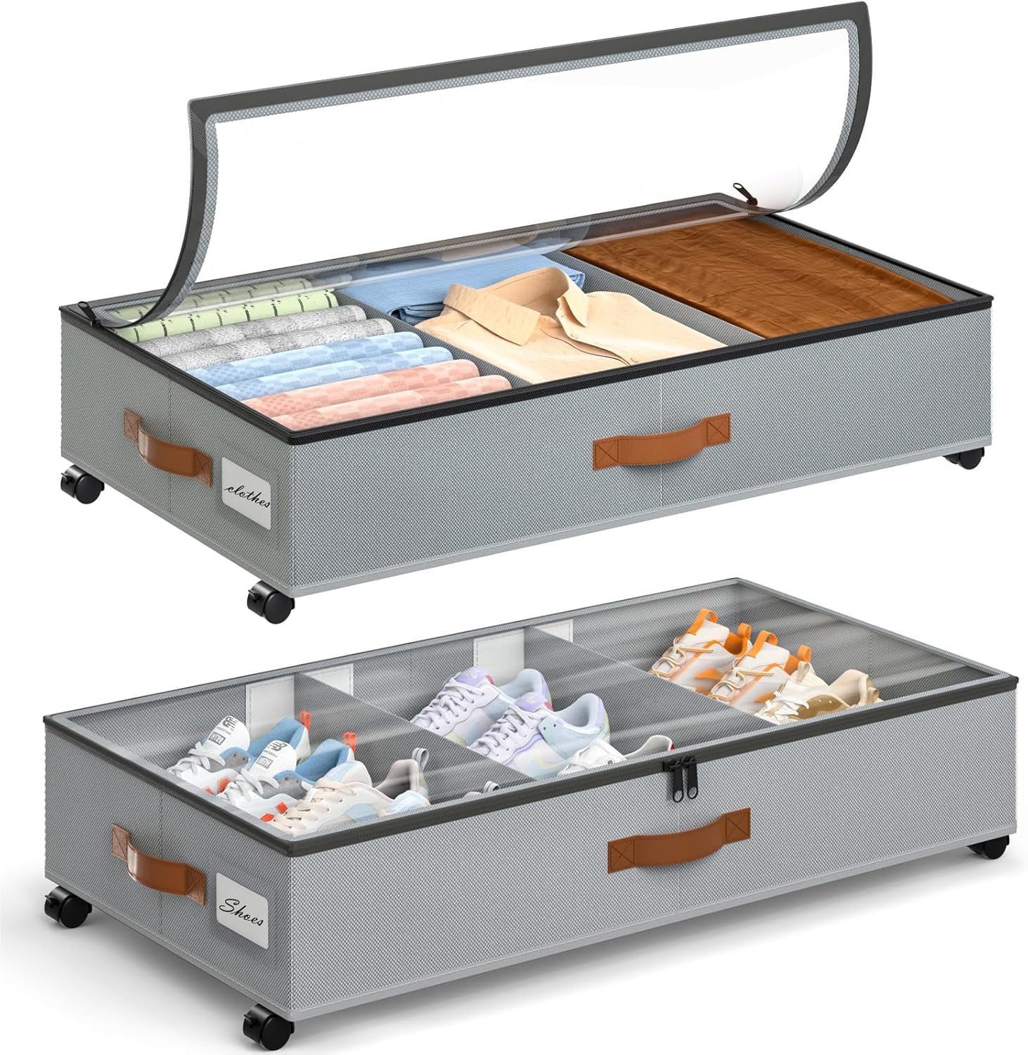 2 Pack Under Bed Storage with Wheels,Underbed Storage Containers with ...