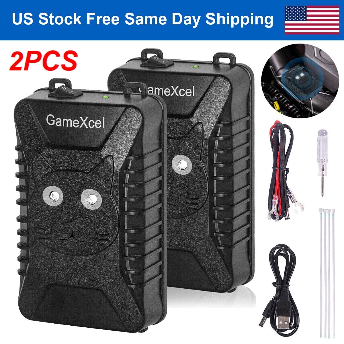 2 Pack Under Hood Animal Rodent Repeller - Ultrasonic Mouse Repellent ...