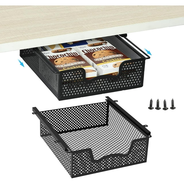 2 Pack Under Shelf Storage Basket, X-cosrack Sliding Under Cabinet ...