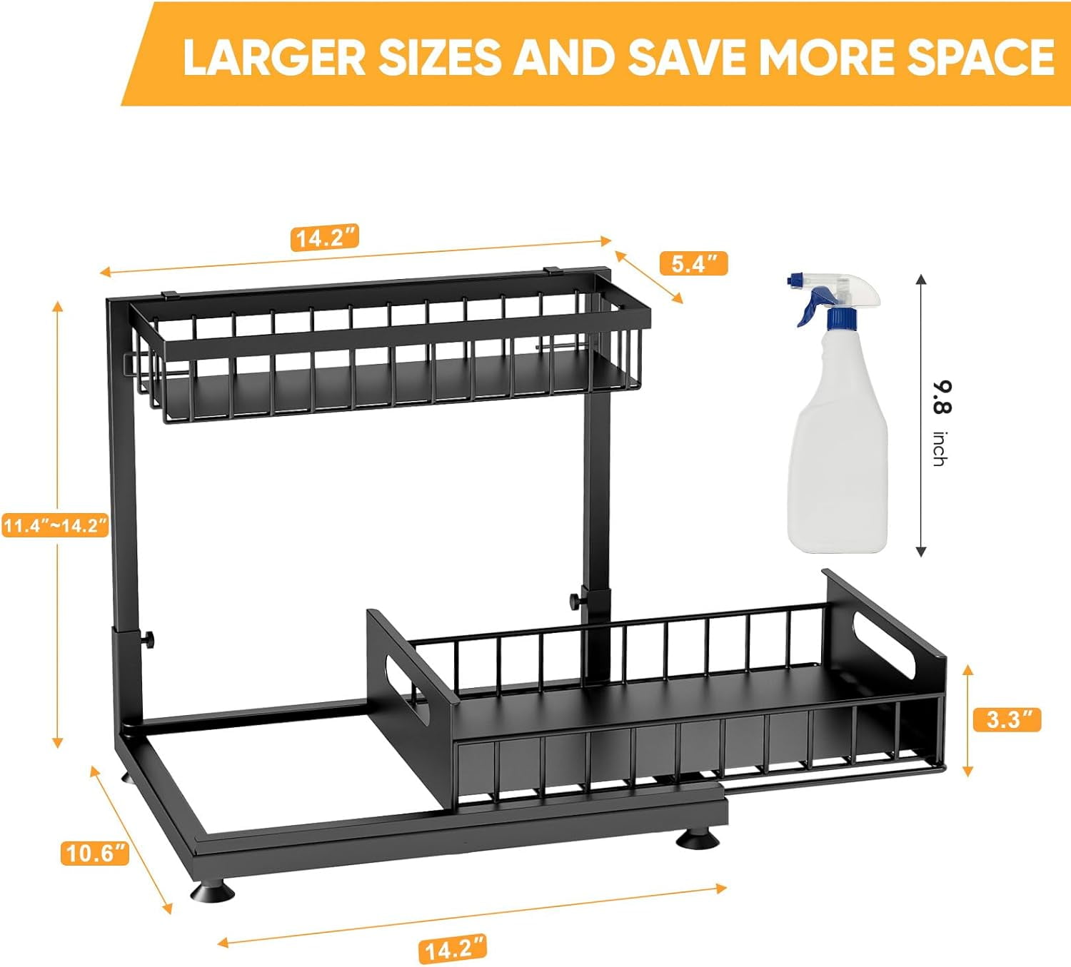 2 Pack Under Sink Organizer Storage 2-Tier Premium Metal Pull-Out Racks ...