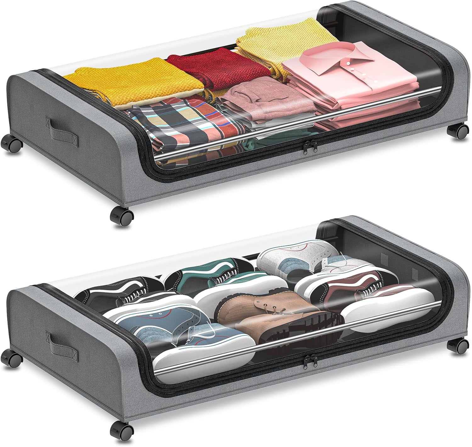 2 Pack UnderBed Storage with Wheels - Large Under Bed Storage with ...