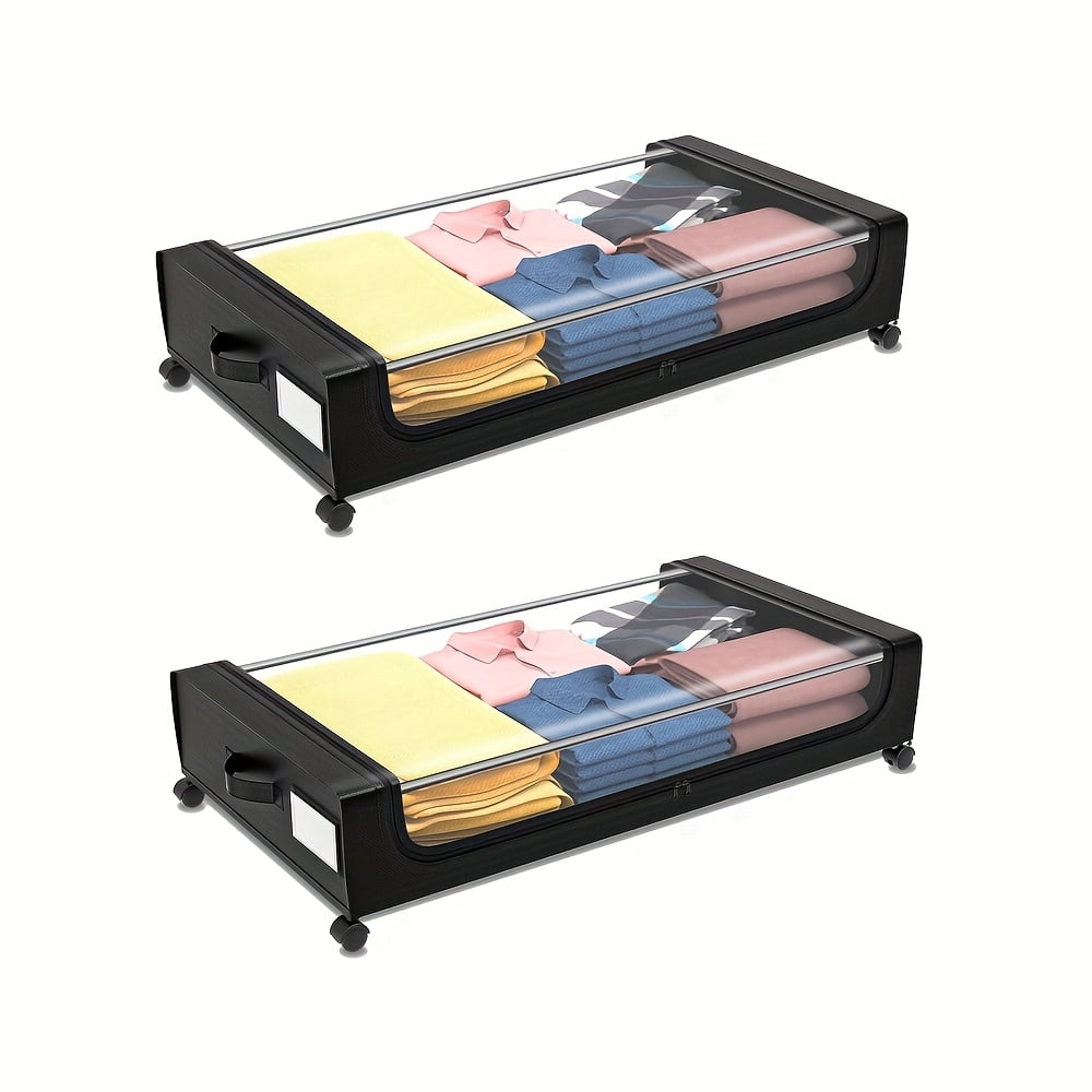 2 Pack Underbed Lockers On Wheels, Underbed Storage Containers With ...