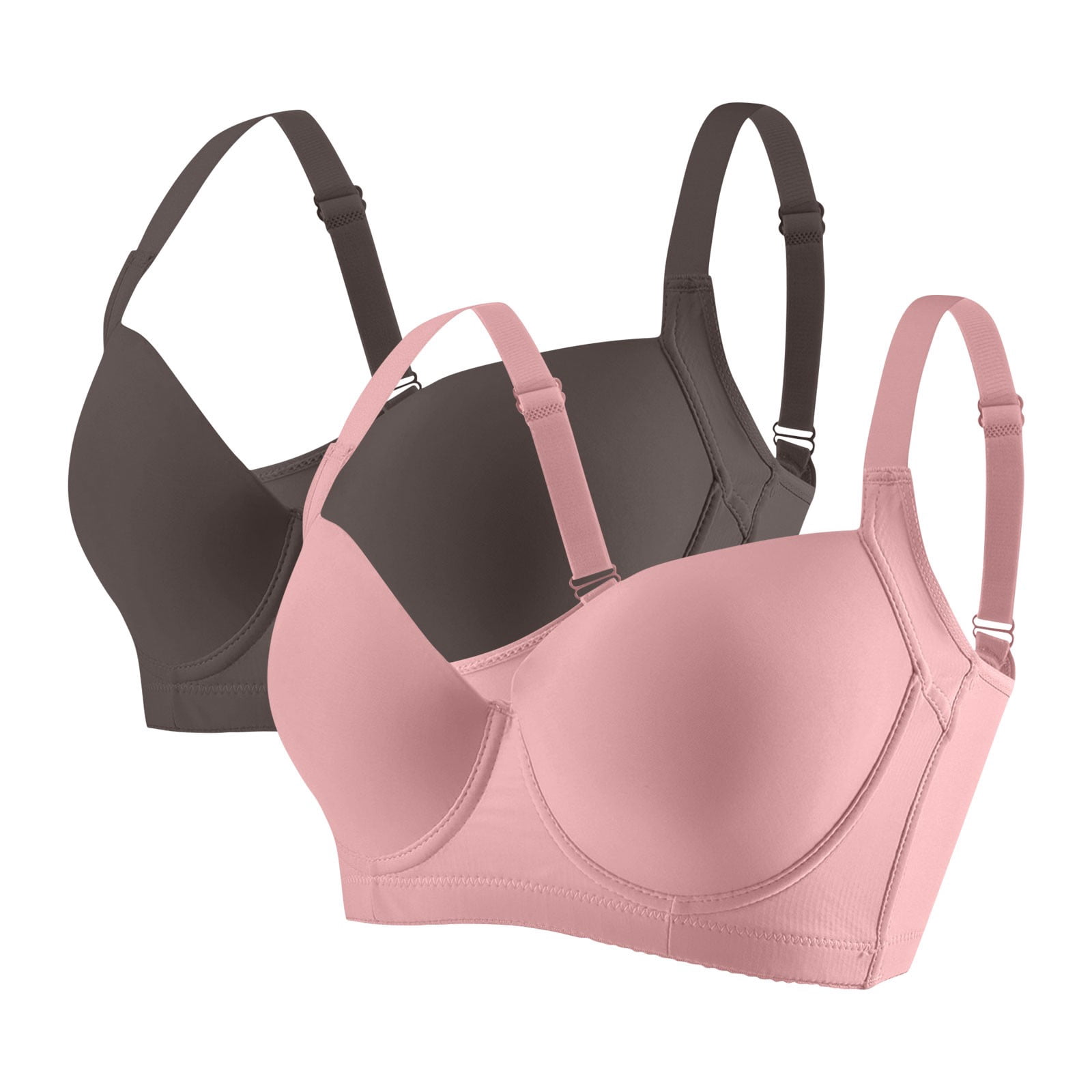 2 Pack Underwire Bras Women, C Cup, Comfort Cotton Push Up Bra ...