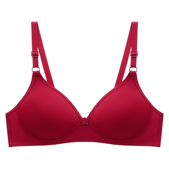 2 Pack Underwire Bras for Women Solid Mature Wireless Triangle Bralettes Cup Underwear,Red,38 ...