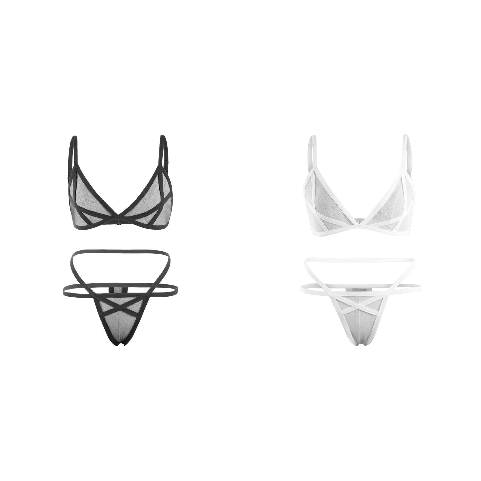 2-Pack,Underwire Mesh Underwear Sleepwear Solid Set Lingerie Women ...