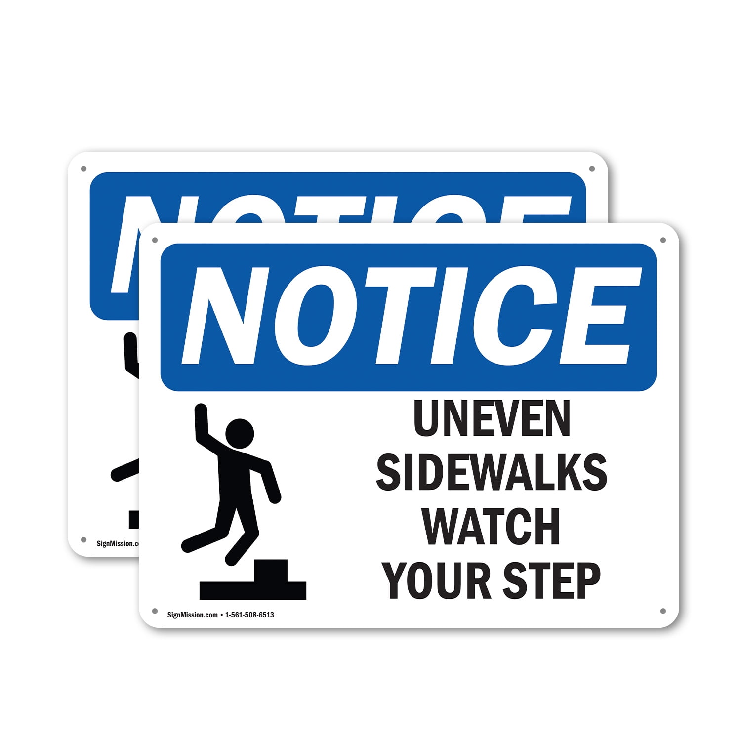 (2 Pack) Uneven Sidewalks Watch Your Step OSHA Notice Sign 10 Inch X 7 ...