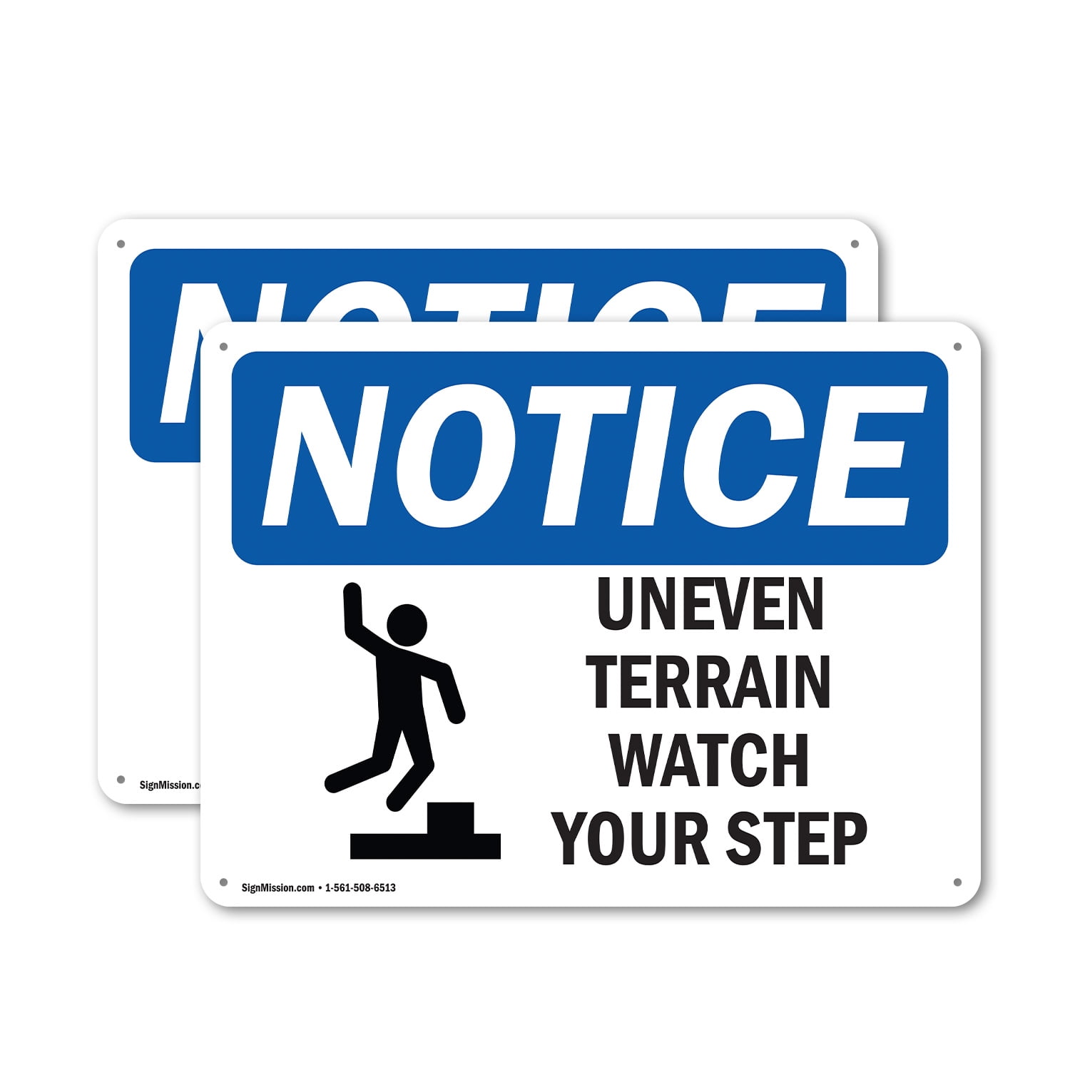 (2 Pack) Uneven Terrain Watch Your Step OSHA Notice Sign 24 Inch X 18 ...