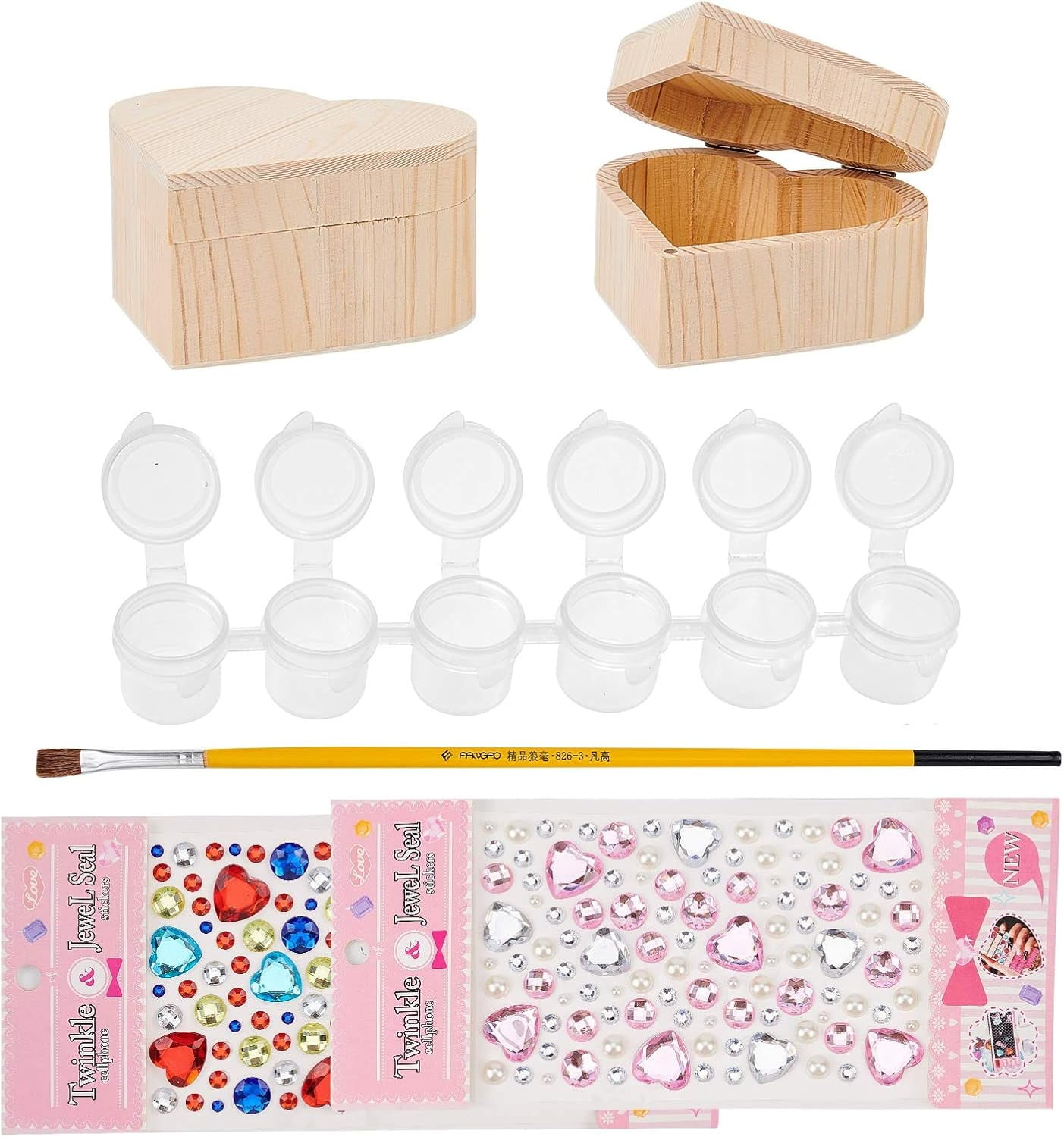 2 Pack Unfinished Heart Wooden Jewelry Box with 5 Strips 5ml Empty ...