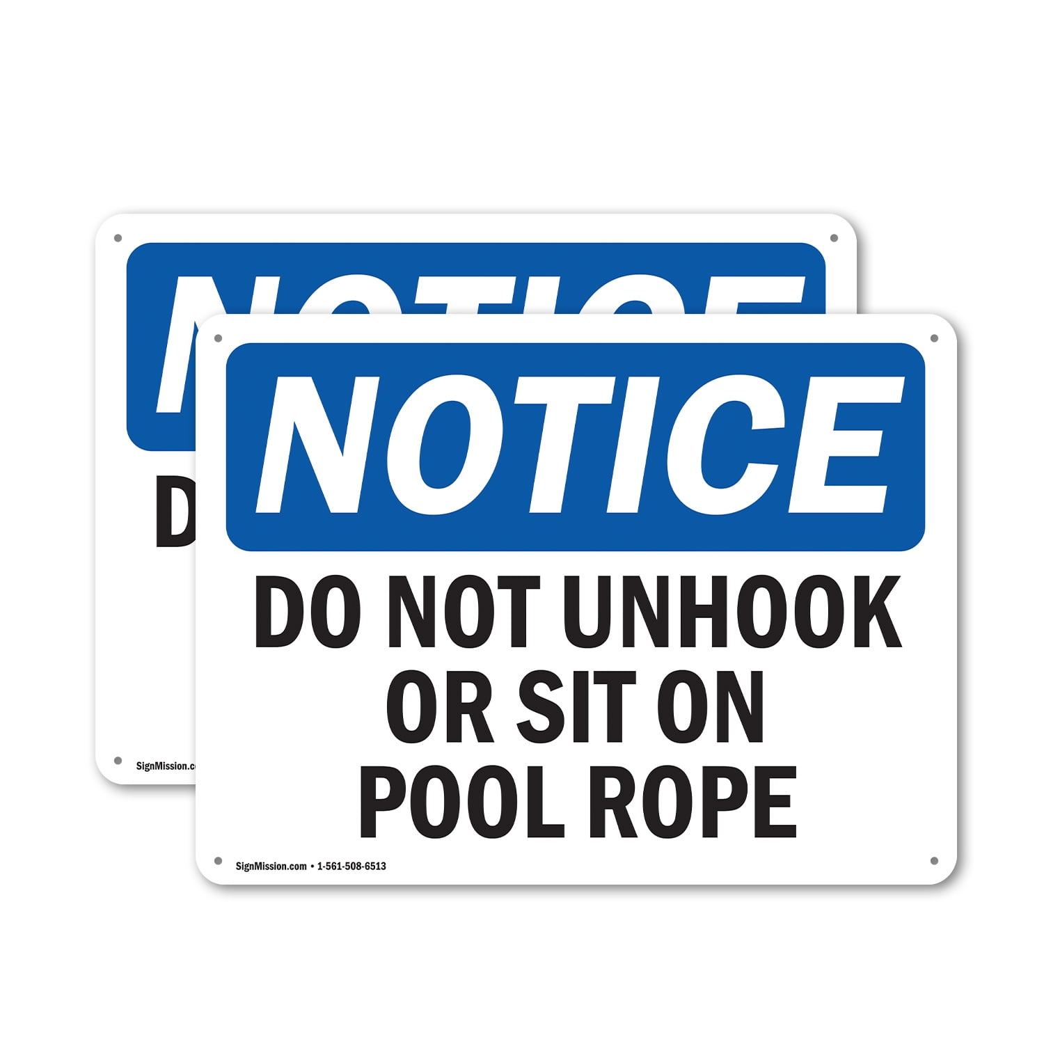 (2 Pack) Do Not Unhook Or Sit On Pool Rope OSHA Notice Sign 18 Inch X ...