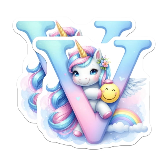 (2 Pack) Unicorn Letter V Magnets - Rainbow and Emoji - Alphabet ...