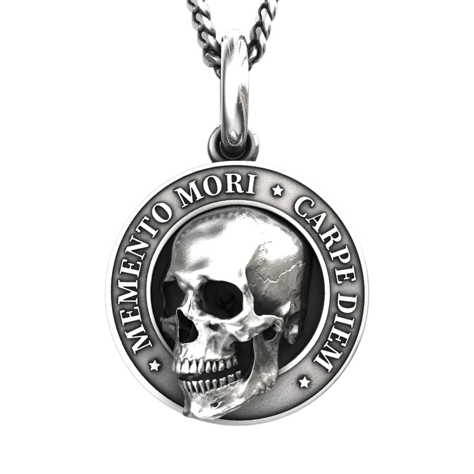 (2 Pack) Unique 3D Effect Memento Mori Pendant Necklace for Men ...