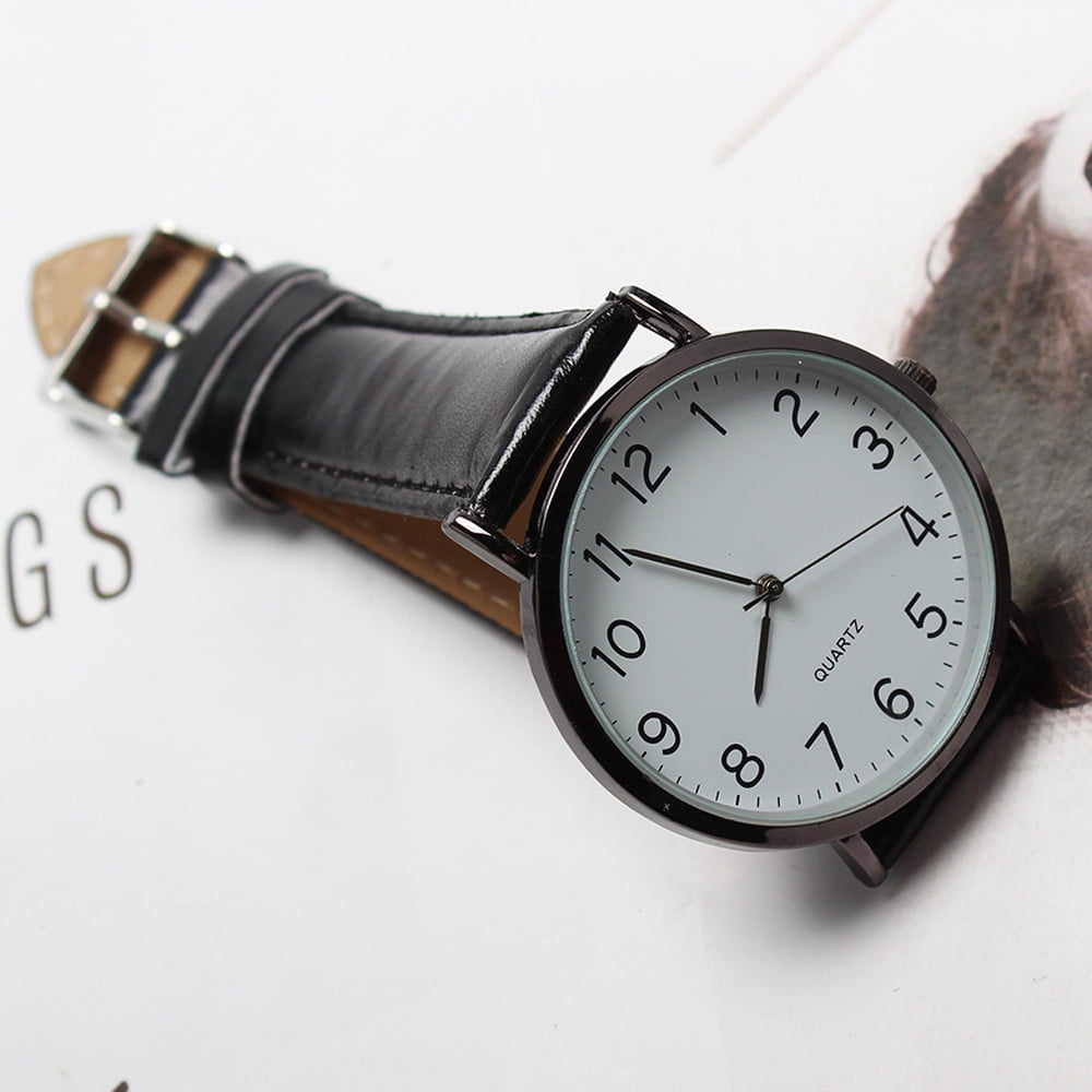 2 Pack Unisex Simple Business Fashion Approved Railroad Watches Leather ...