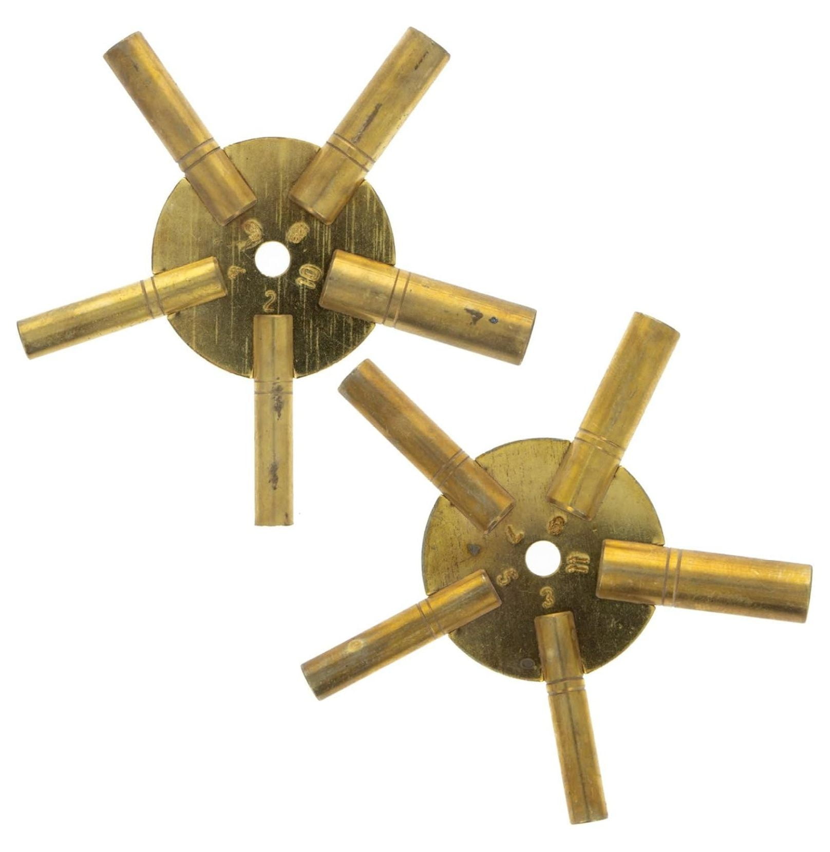 2 Pack Universal Antique Grandfather Clock Key, Brass 5-Way Winding ...