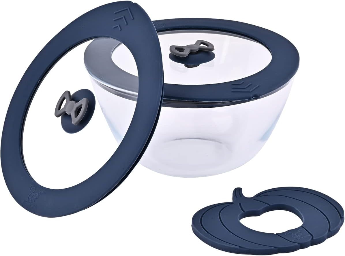 2 Pack Universal Cookware Glass Bowl Lid Silicone Storage Cover ...