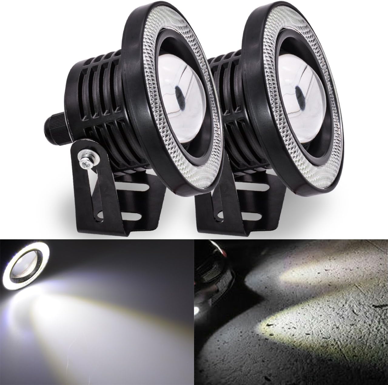 2 Pack Universal High Power 6.3 White Led Cob Halo Angel Eyes Drl Rings ...