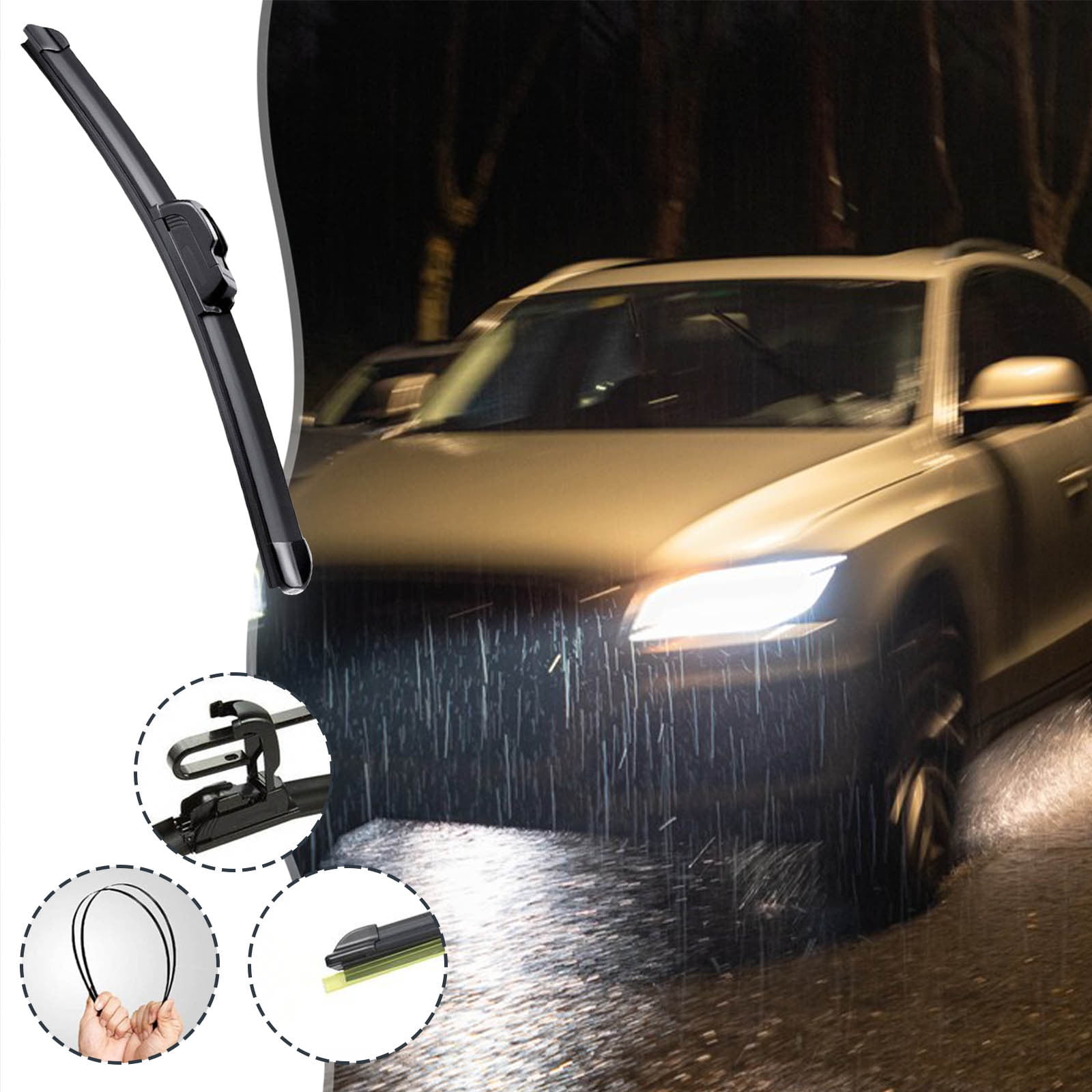2 Pack Universal U-Type Frameless Wiper Blades, All-Season Noiseless ...