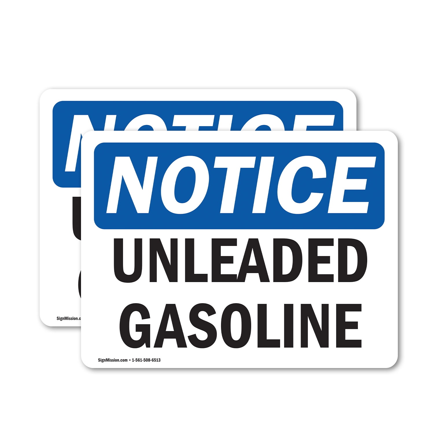 (2 Pack) Unleaded Gasoline OSHA Notice Sign 24 Inch X 18 Inch Vinyl ...