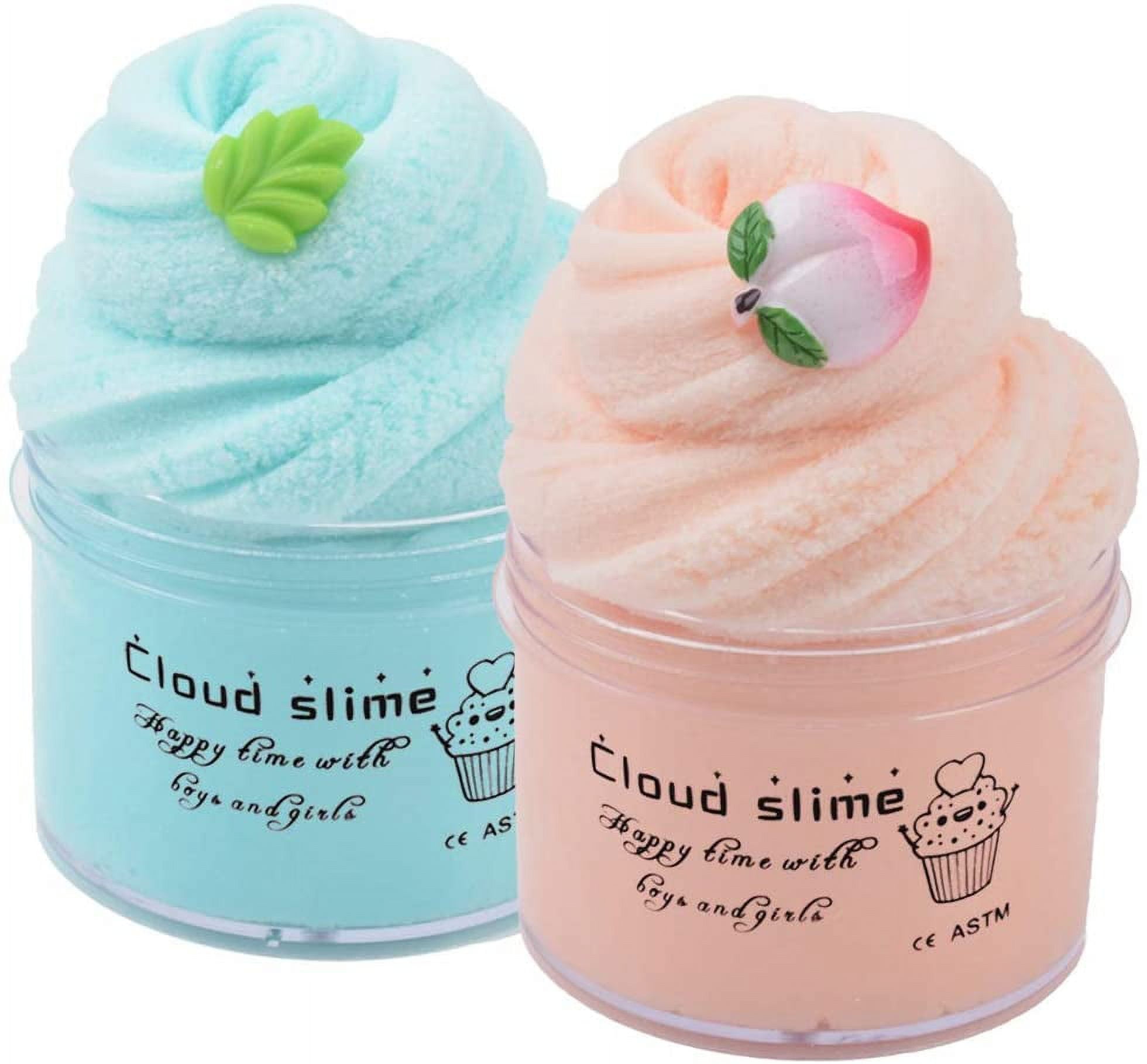 2 Pack Upgrade Mint Leaf Peach Cloud Slime Cotton Slime,Super Soft and ...
