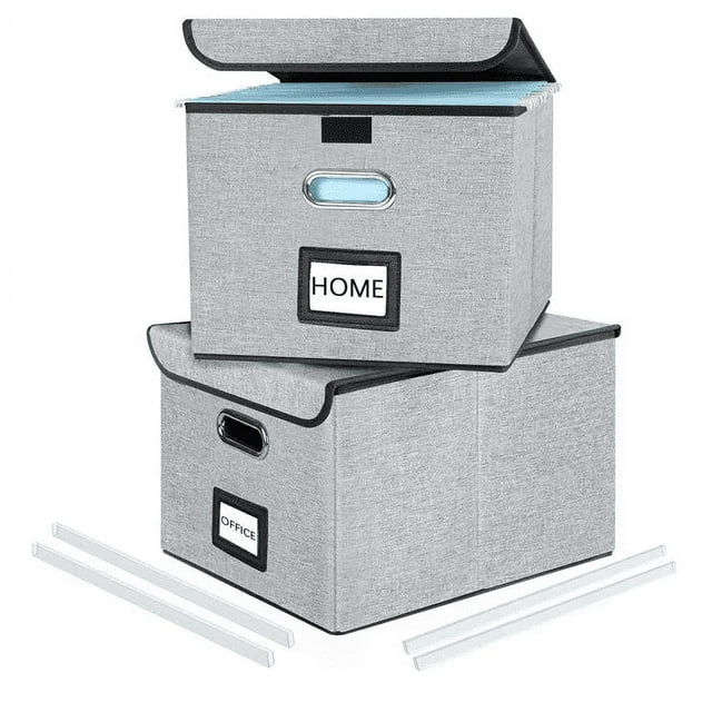 DERCLIVE 2 Pack File Storage Organizer Box with Lid, Portable ...