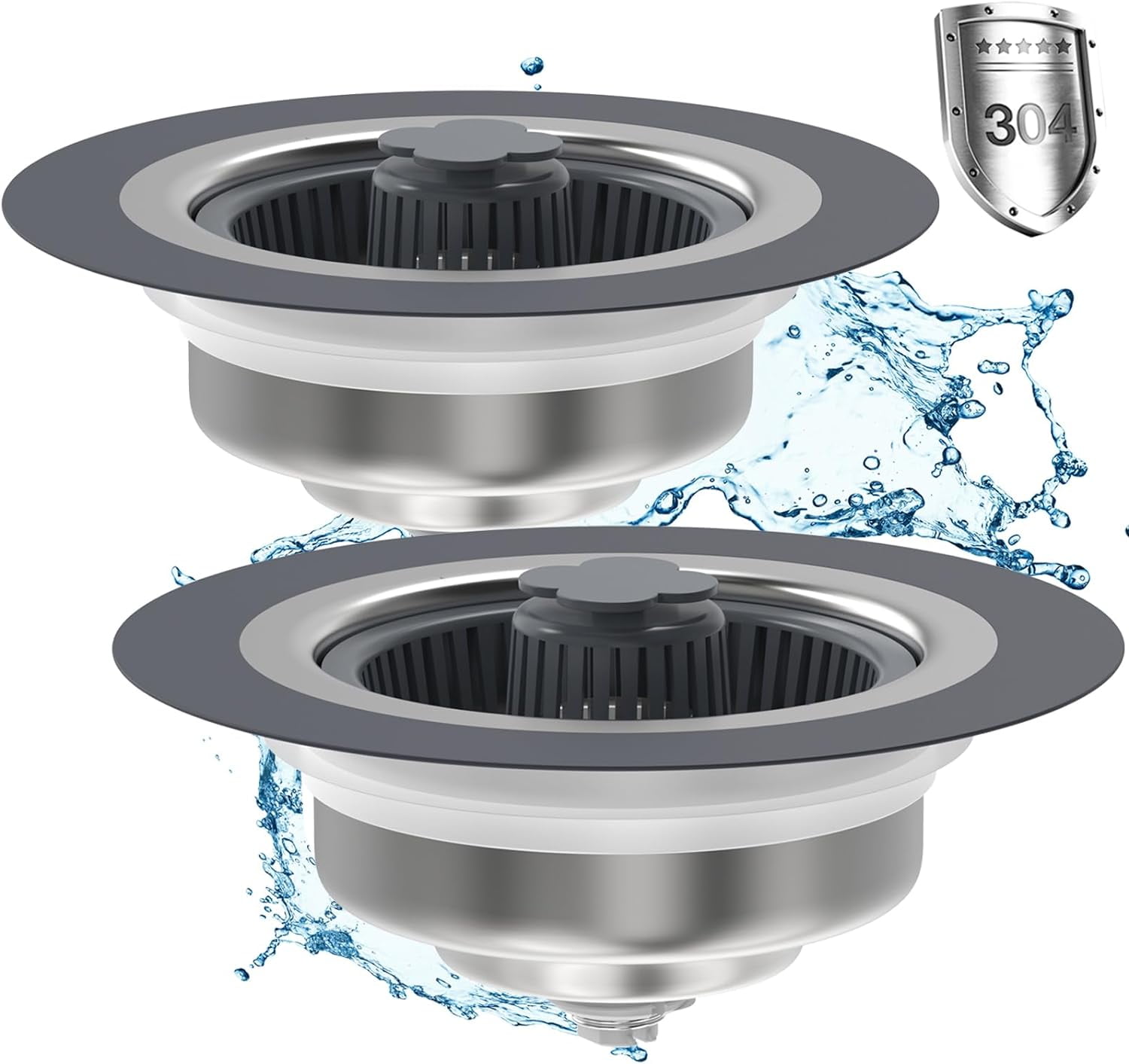 2 Pack - Upgraded 3 in 1 Kitchen Sink Drain Strainer - Stopper Set ...