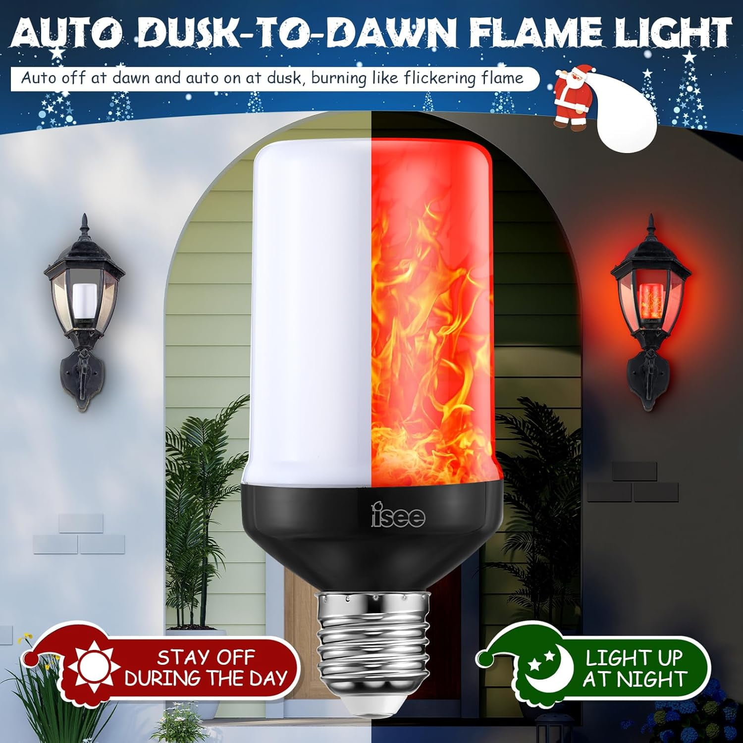 2 Pack Upgraded Red and Green LED Flame Effect Light Bulbs, Dusk to ...