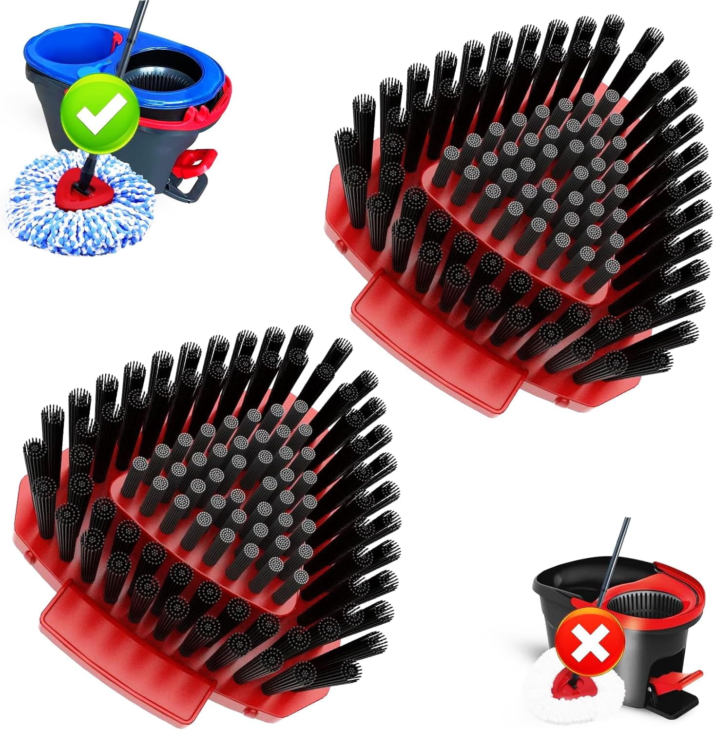 2 Pack Upgraded Spin Mop Replace Scrub Mop Brush Compatible with O ...