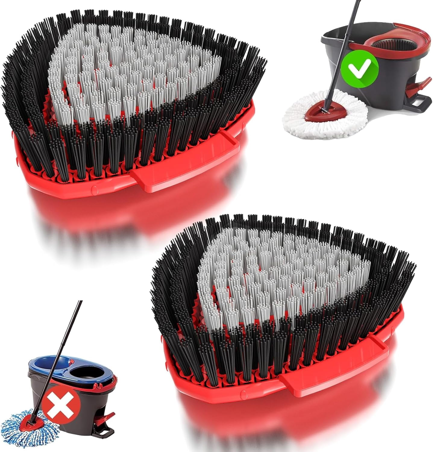 2 Pack Upgraded Spin Mop Replacement Scrub Brush Heads Compatible with ...