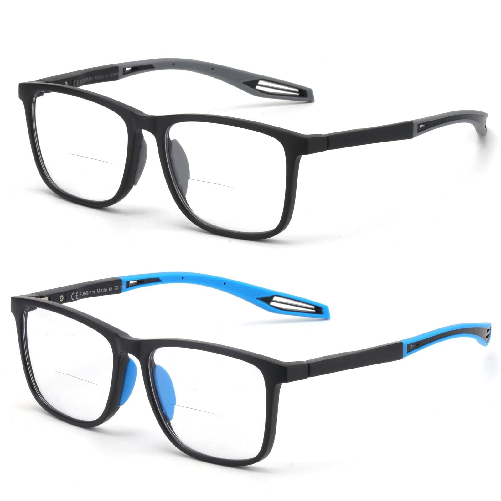 2 Pack Upgraded Unbreakable Progressive Multifocus Reading Glasses Men, TR90 Sports Style ...