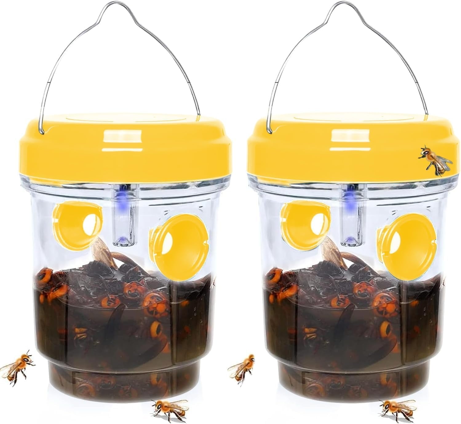 2 Pack Upgraded Wasp Trap Outdoor Hanging, Solar Wasp Traps, and Hornet ...